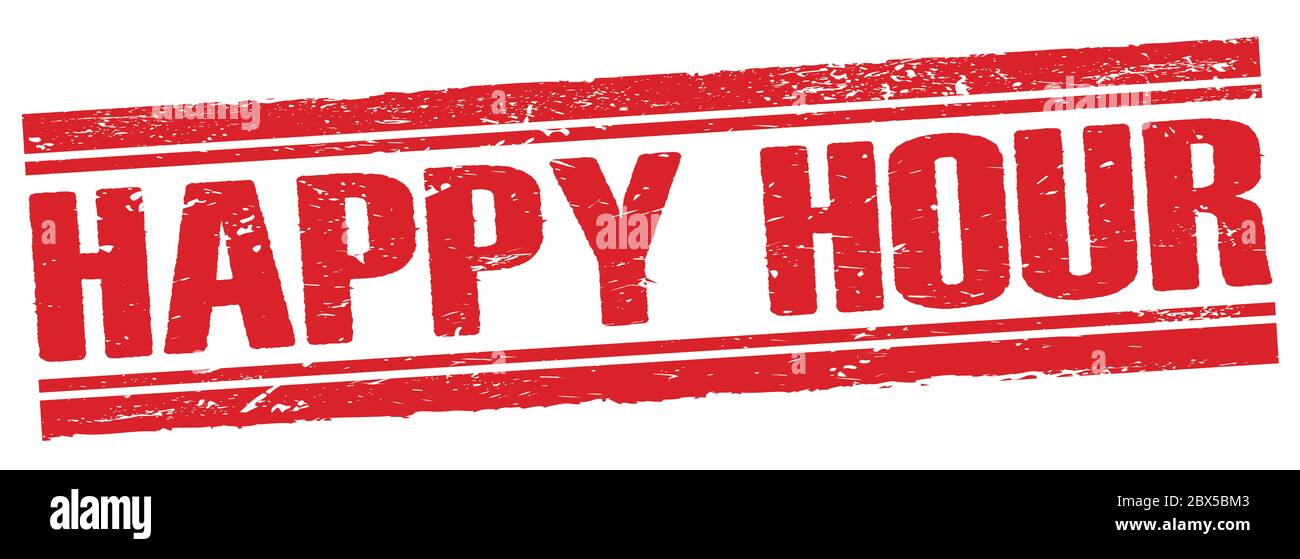 HAPPY HOUR red stamp Stock Photo - Alamy