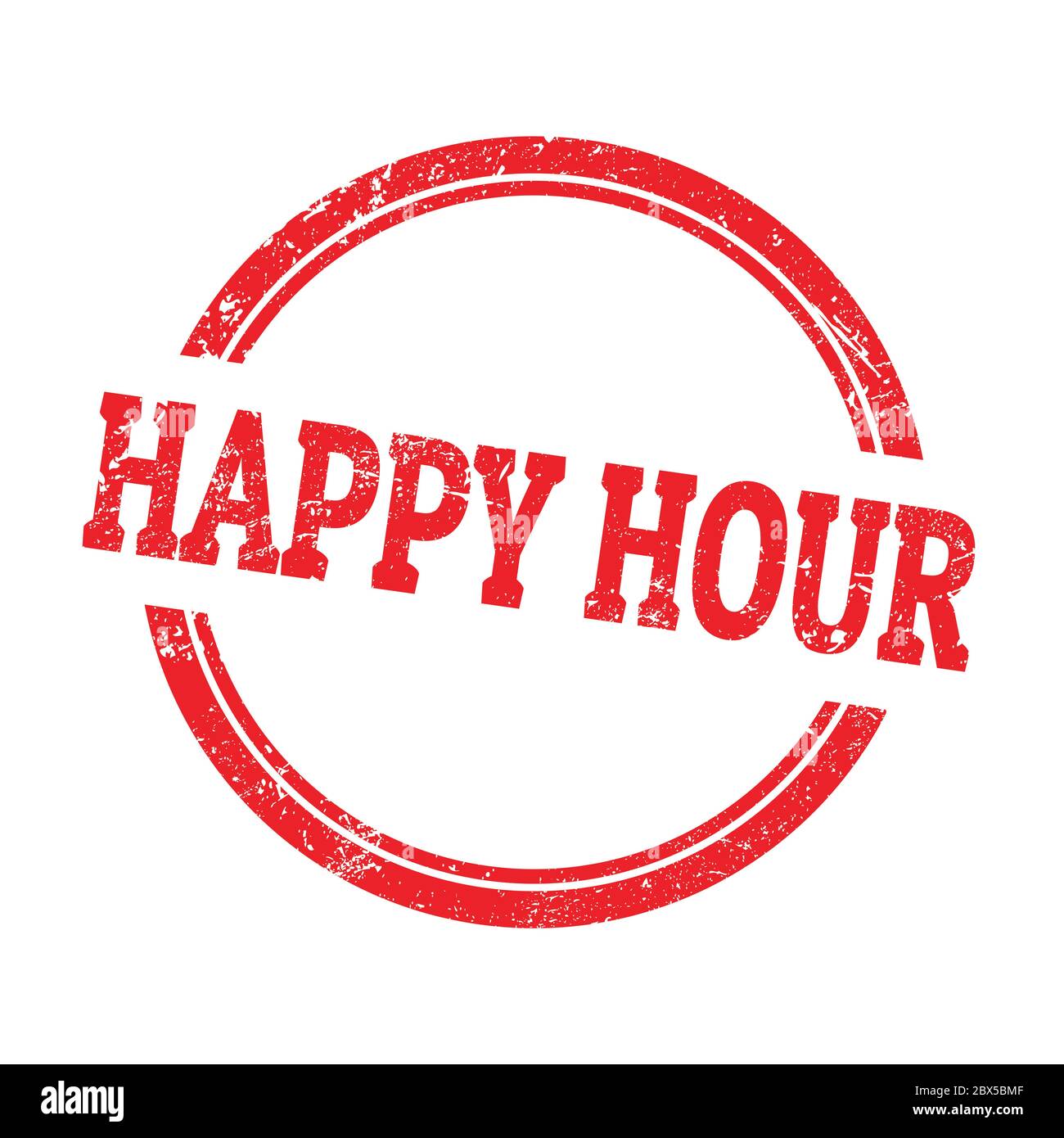 HAPPY HOUR red round stamp Stock Photo - Alamy