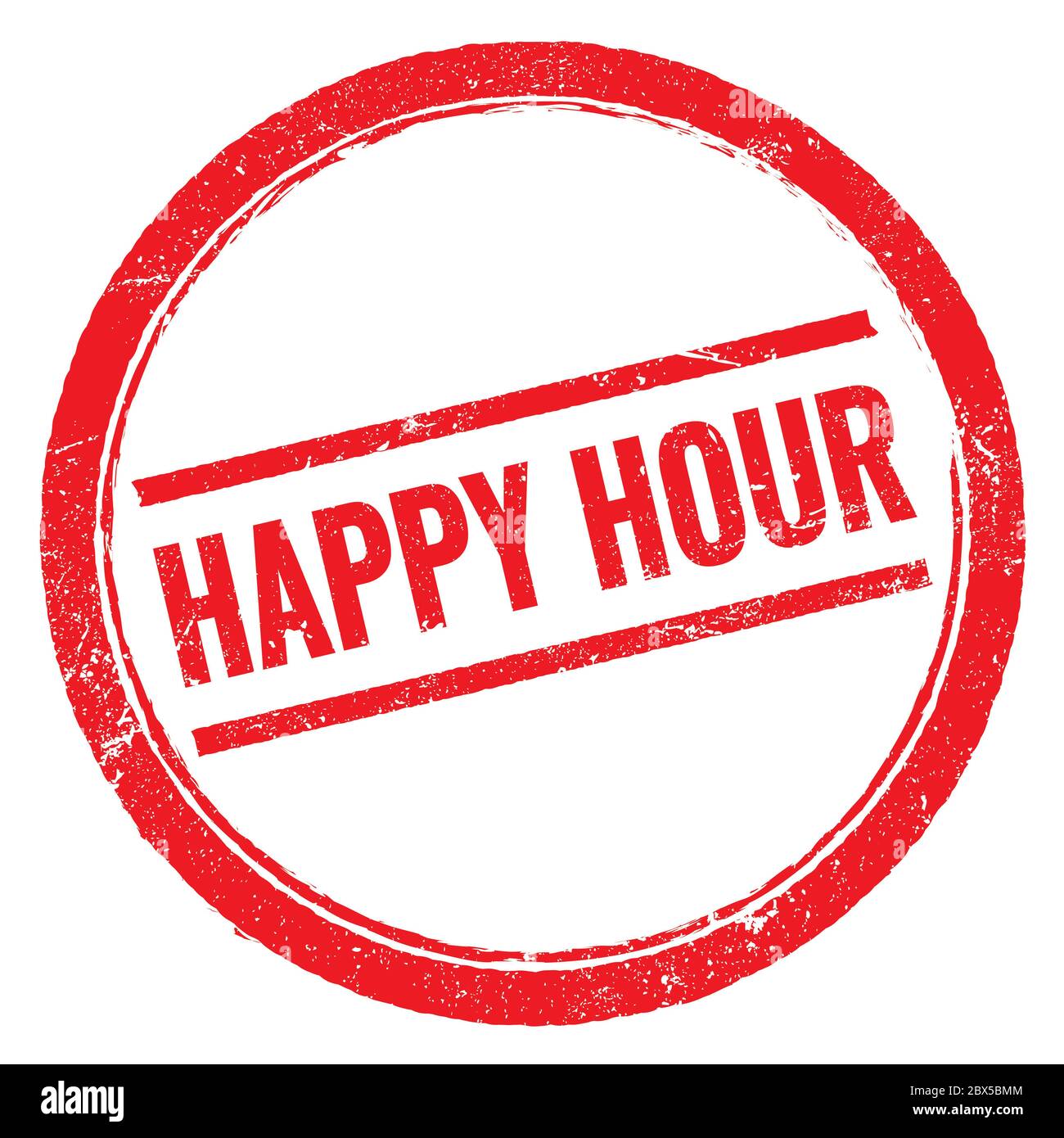 HAPPY HOUR red round stamp Stock Photo - Alamy