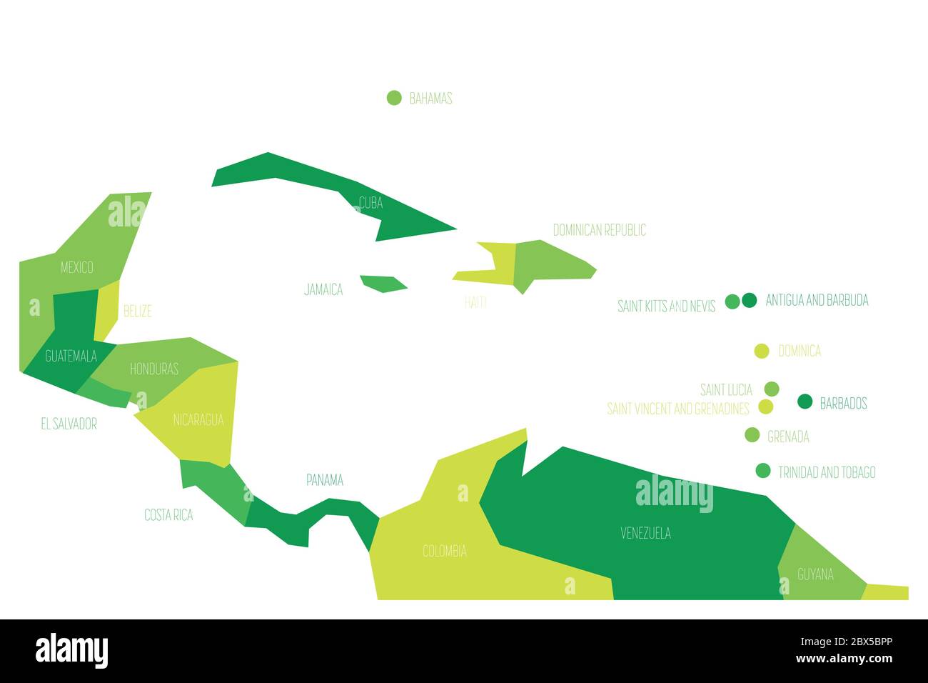 Map of Central America and Caribbean. Simlified schematic vector map in ...