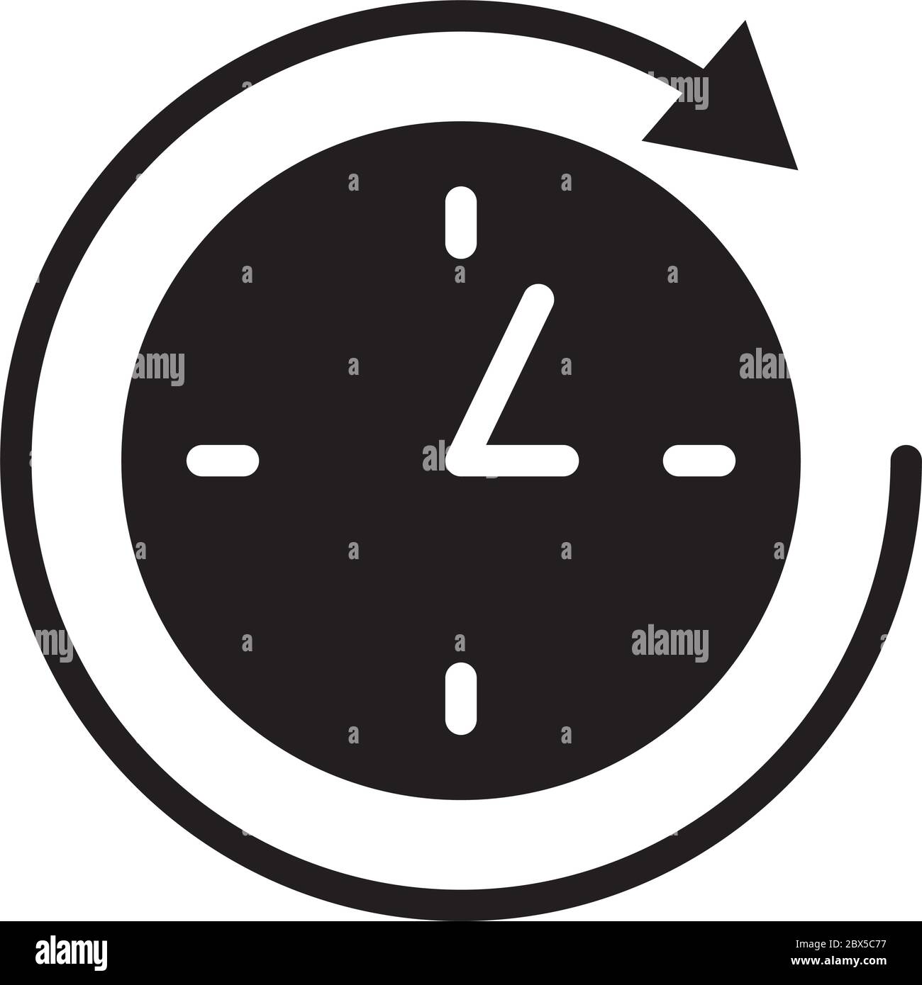 clock with arrow around over white background, silhouette style, vector ...