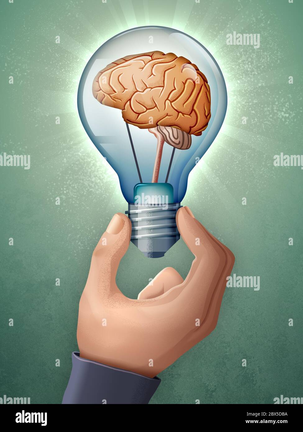 Human brain inside a lightbulb. Digital illustration Stock Photo - Alamy