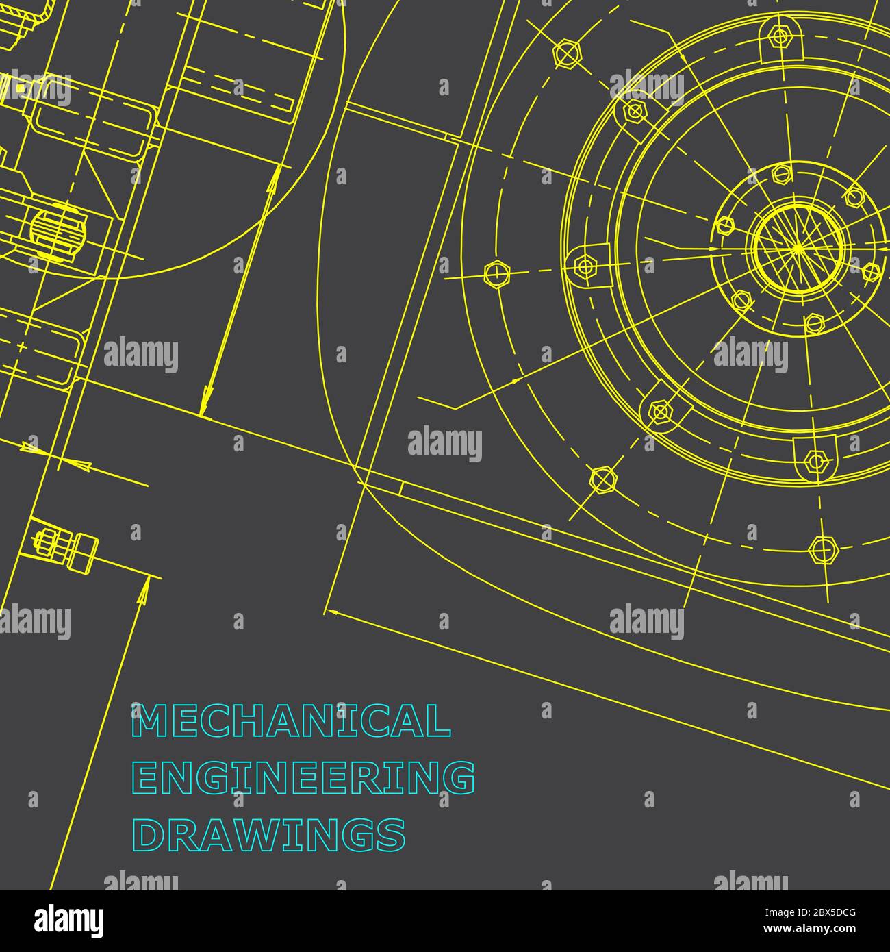 Blueprint. Vector engineering illustration. Gray background. Instrument ...