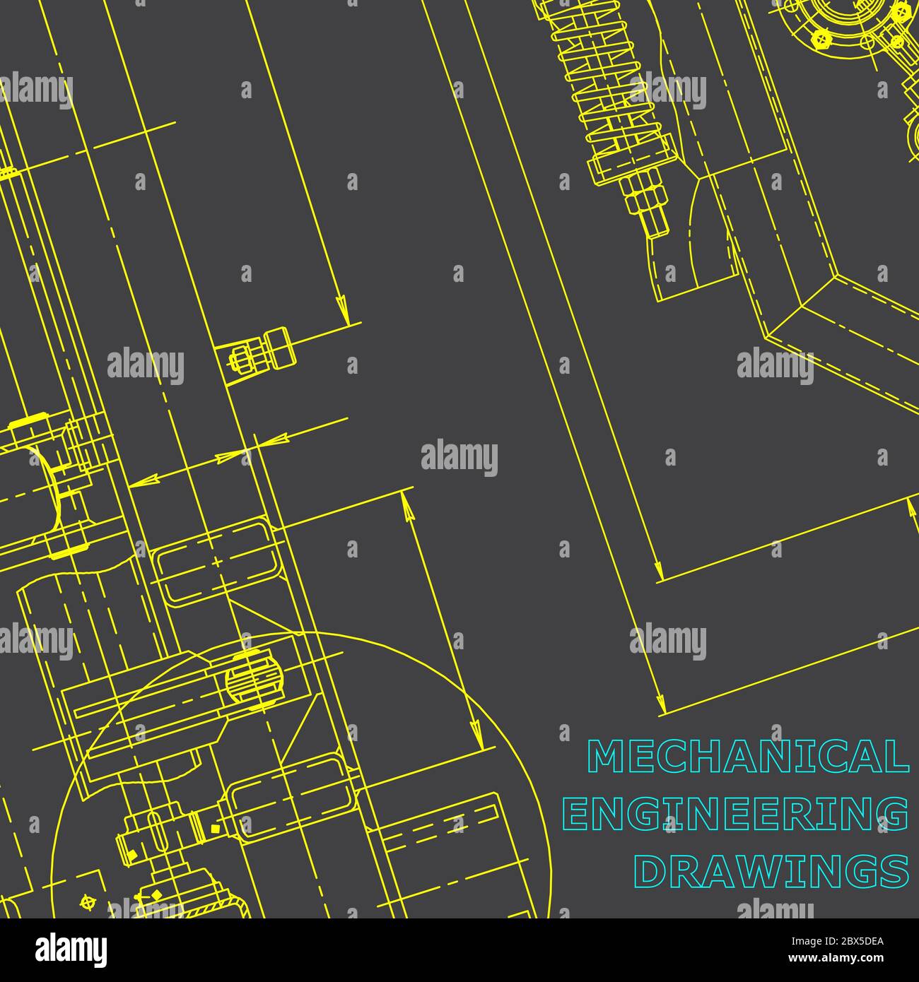 Blueprint. Vector engineering drawings. Mechanical instrument making ...