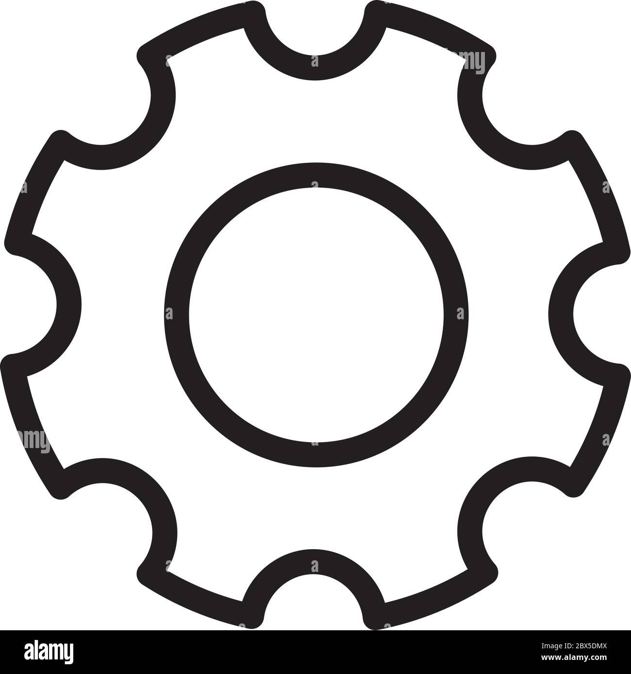gear wheel icon over white background, line style, vector illustration ...