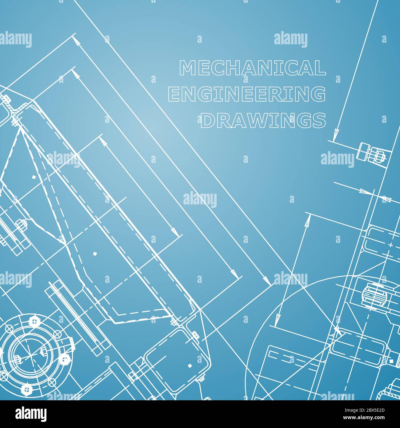 Blueprint. Corporate Identity. Blue and white. Technical illustrations ...