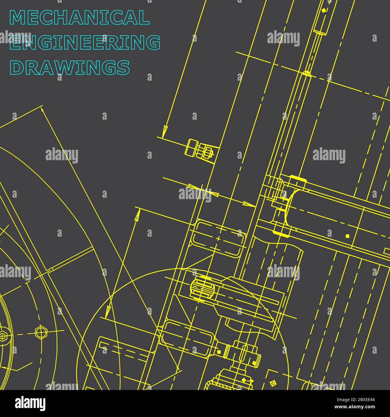 Blueprint. Vector engineering illustration. Gray background. Mechanical ...