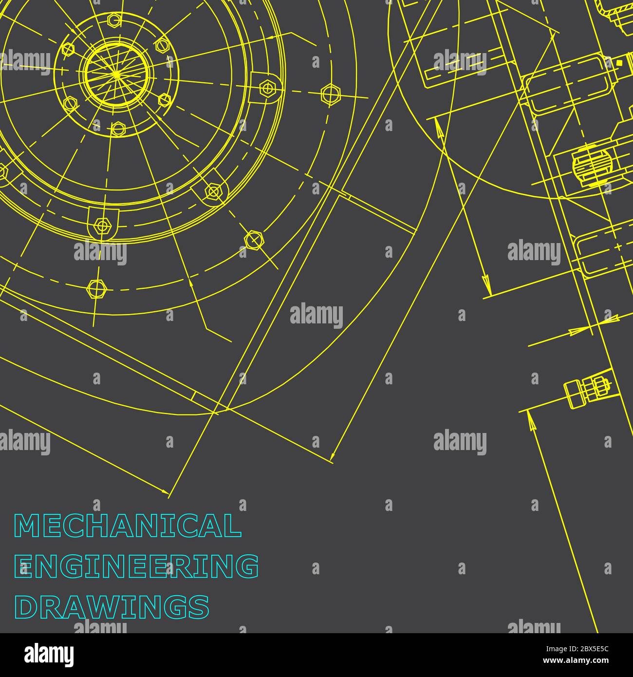 Blueprint. Vector engineering illustration. Gray background. Mechanical ...