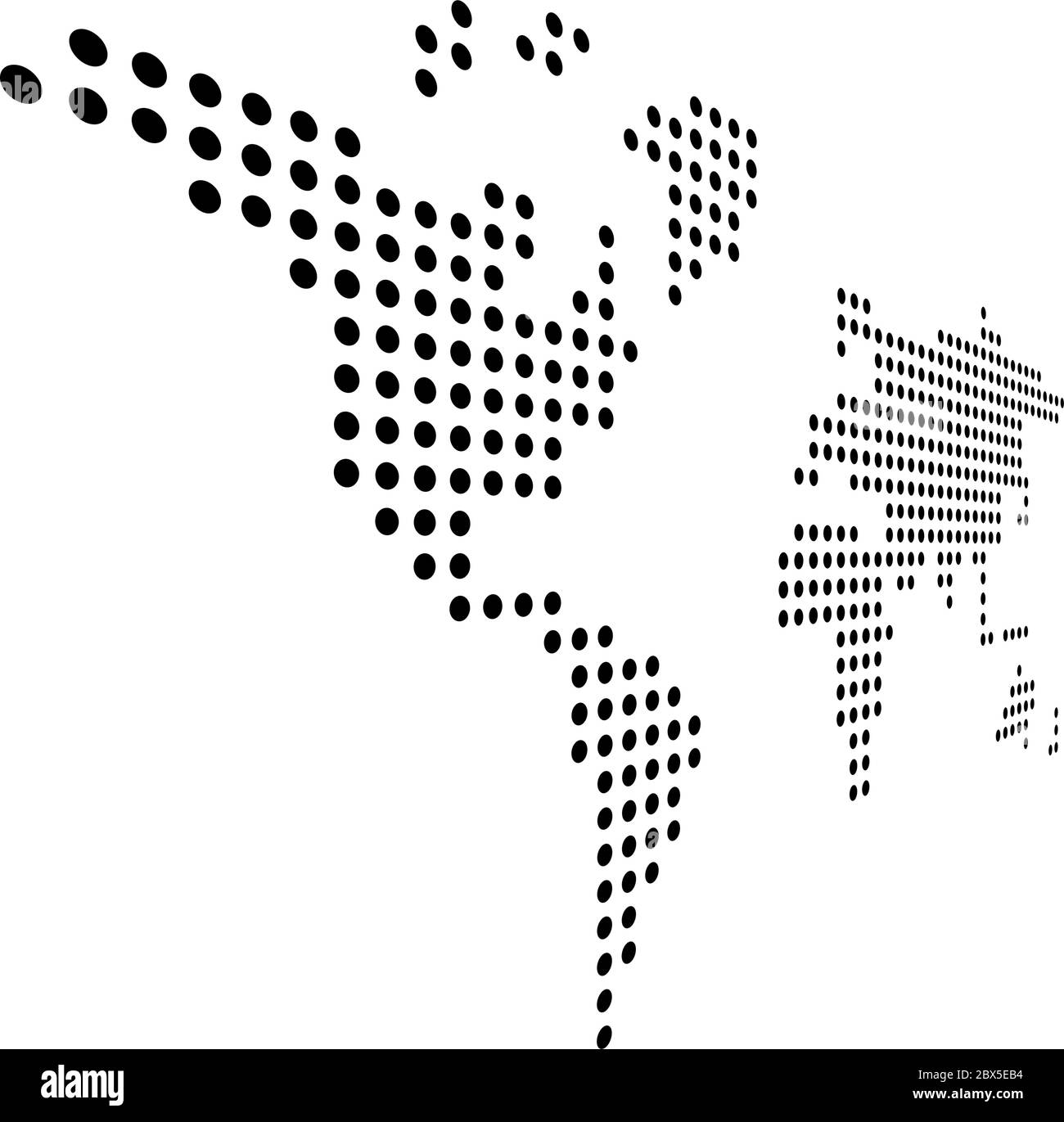 Dotted map of World. Side view distortion. Black vector dots on white ...