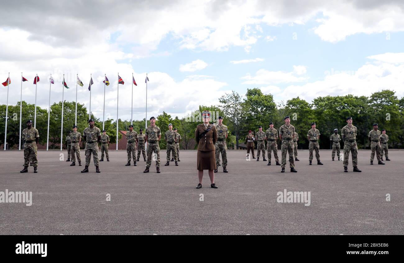 Recruits are inspected during a passing out parade at Sir John Moore ...