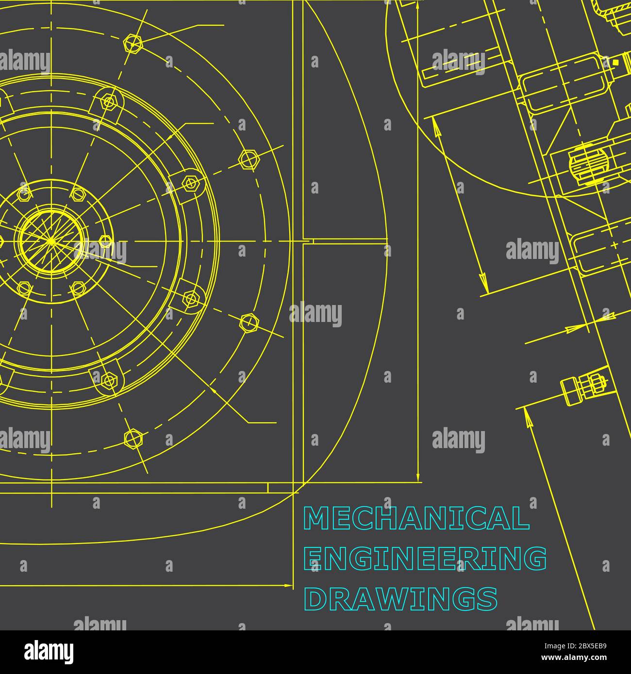 Blueprint. Vector engineering illustration. Gray. Mechanical ...