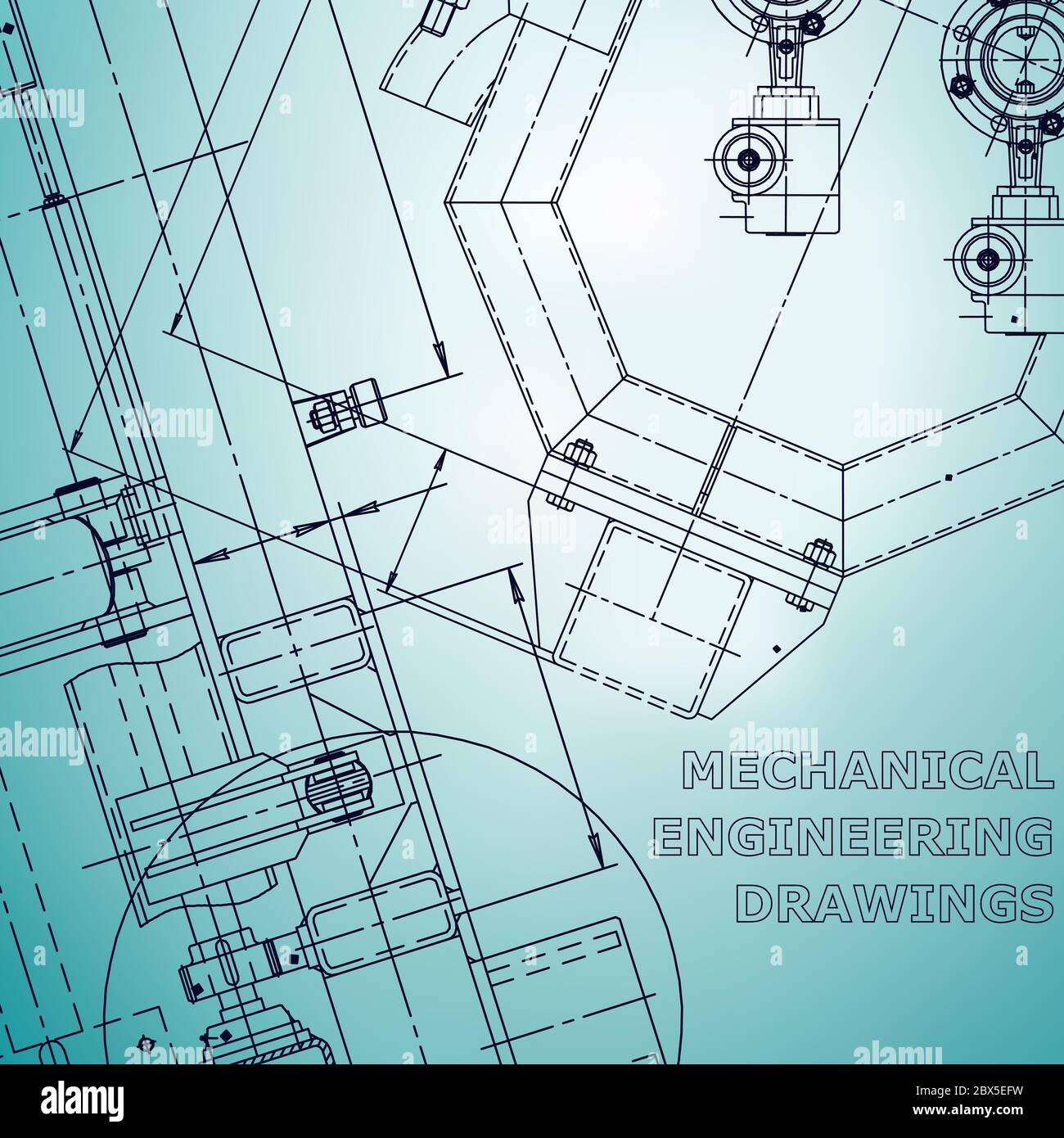 Blueprint. Vector engineering drawings. Mechanical instrument making ...