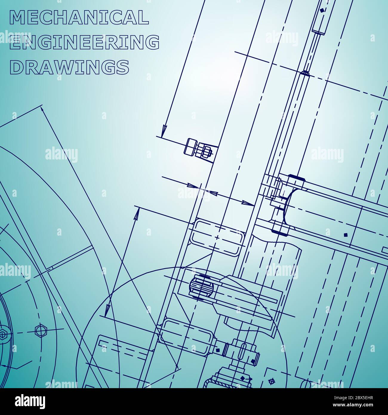 Blueprint. Vector engineering illustration. Light blue background ...