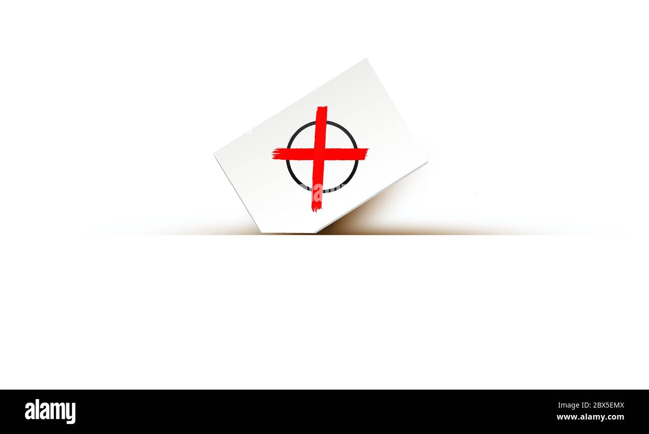 white ballot paper with red cross checkmark and slit Stock Vector Image ...