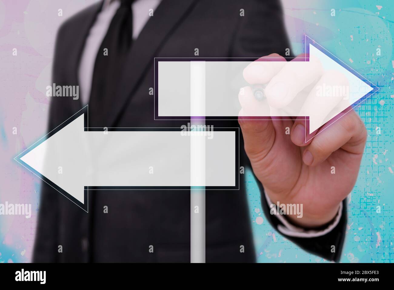 Competitiveness Symbol In Diverging Opposite Views Business Choice ...