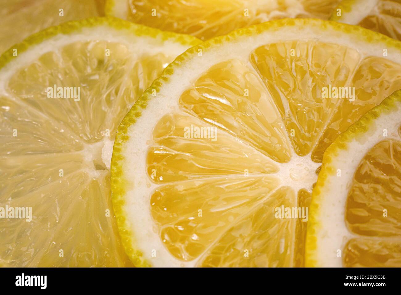 Lemon background. Close up view of lemon slices. Citrus texture Stock ...