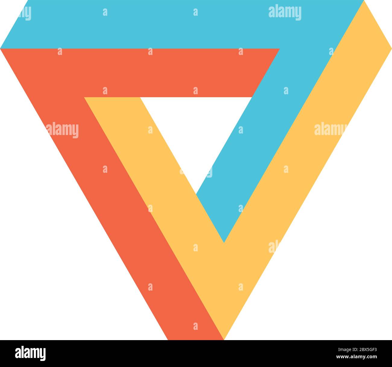 Penrose triangle icon in three colors. Geometric 3D object optical ...
