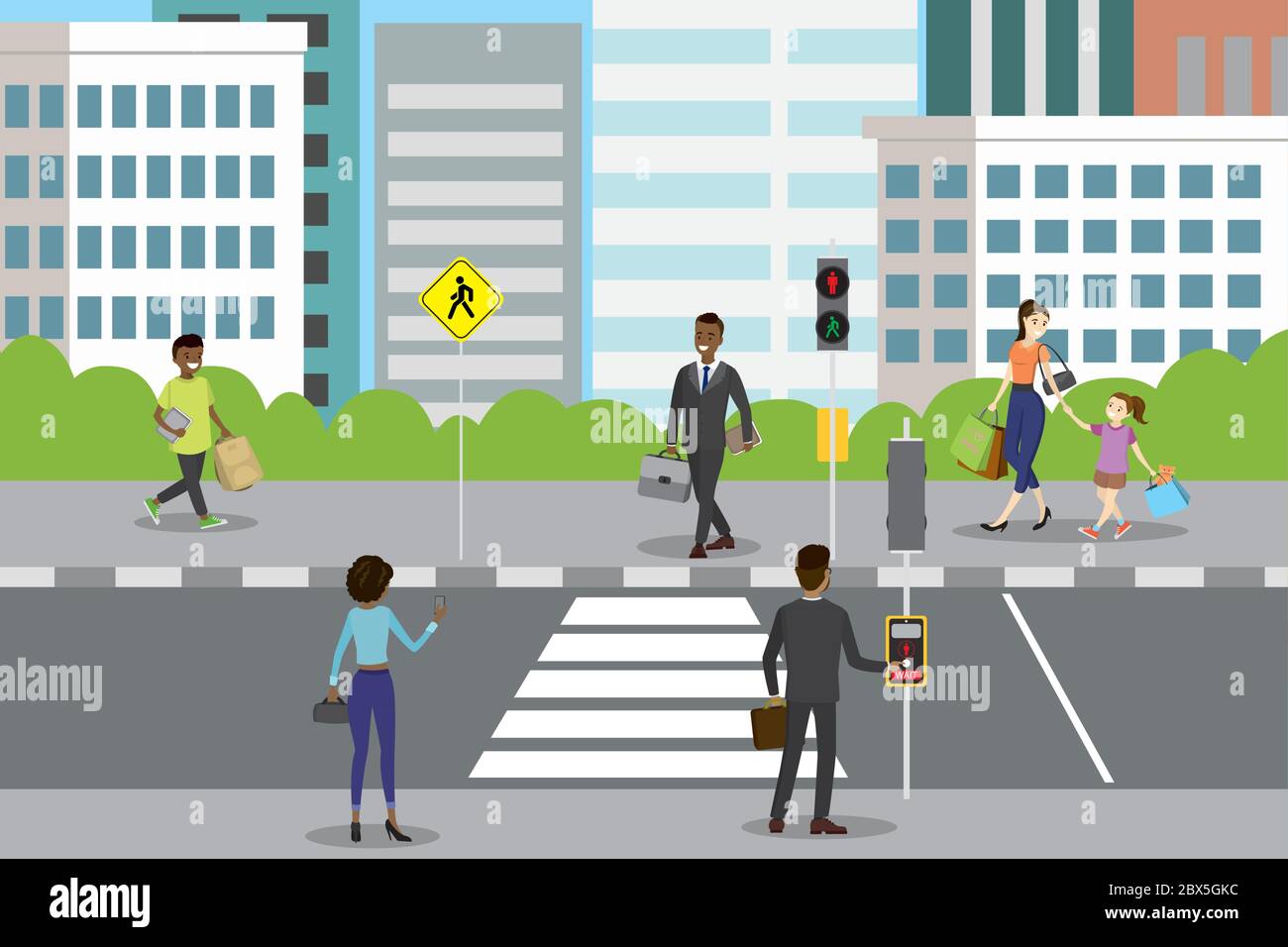 Pedestrian Crossing Street Cartoon