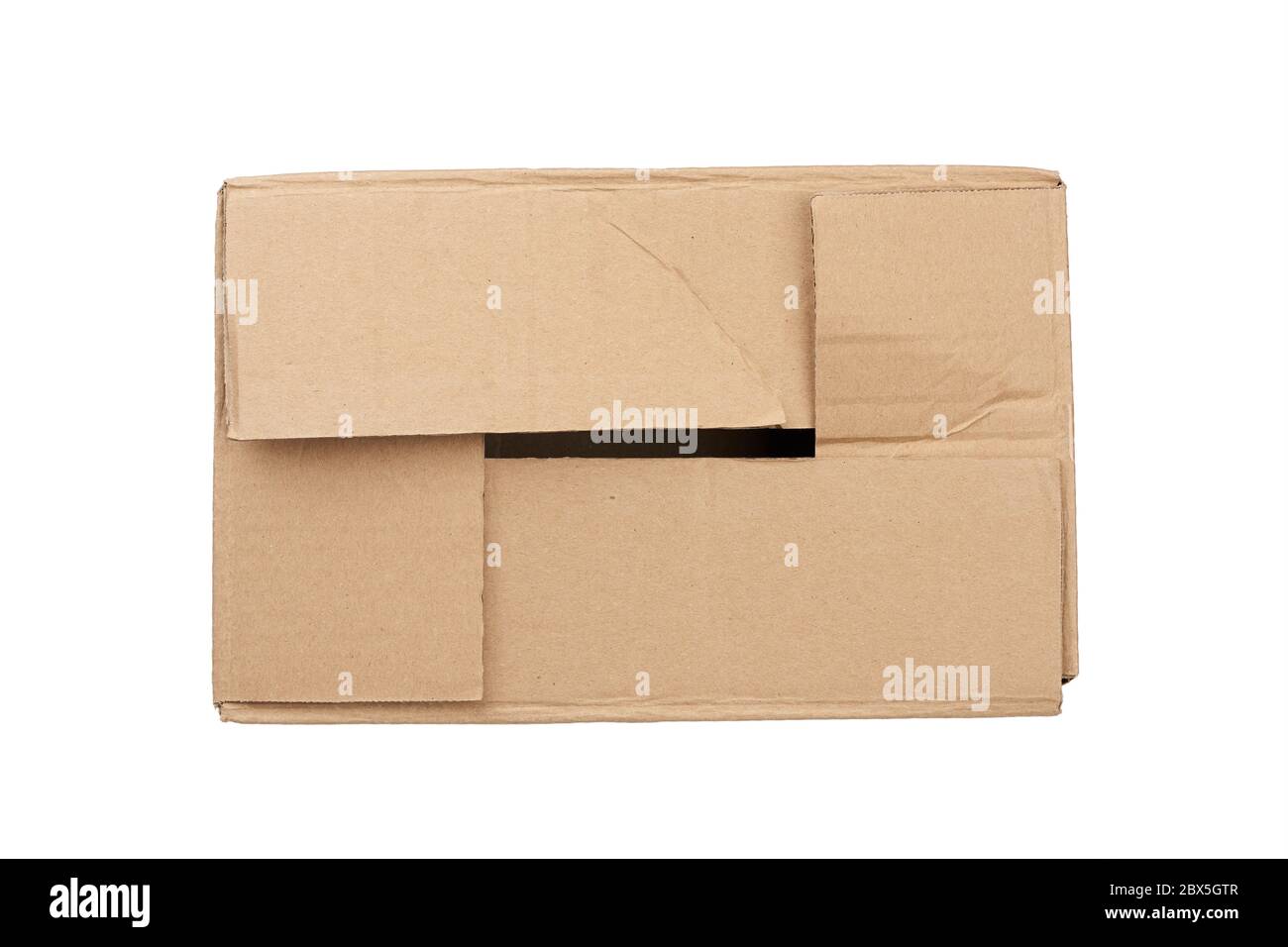 closed box made of brown corrugated cardboard isolated on a white ...
