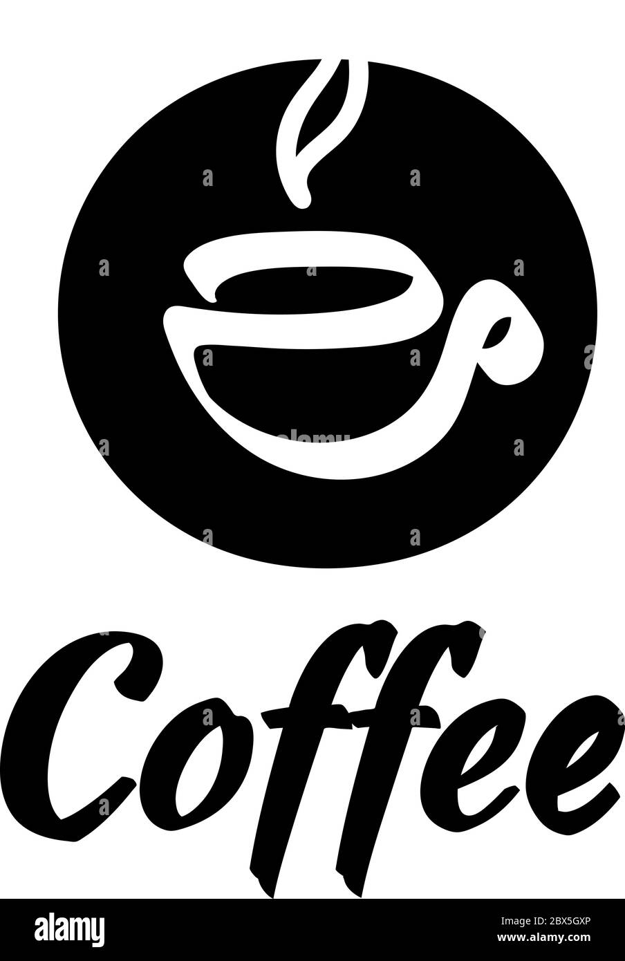Vector illustration logo coffee with an abstract cup, black and white ...