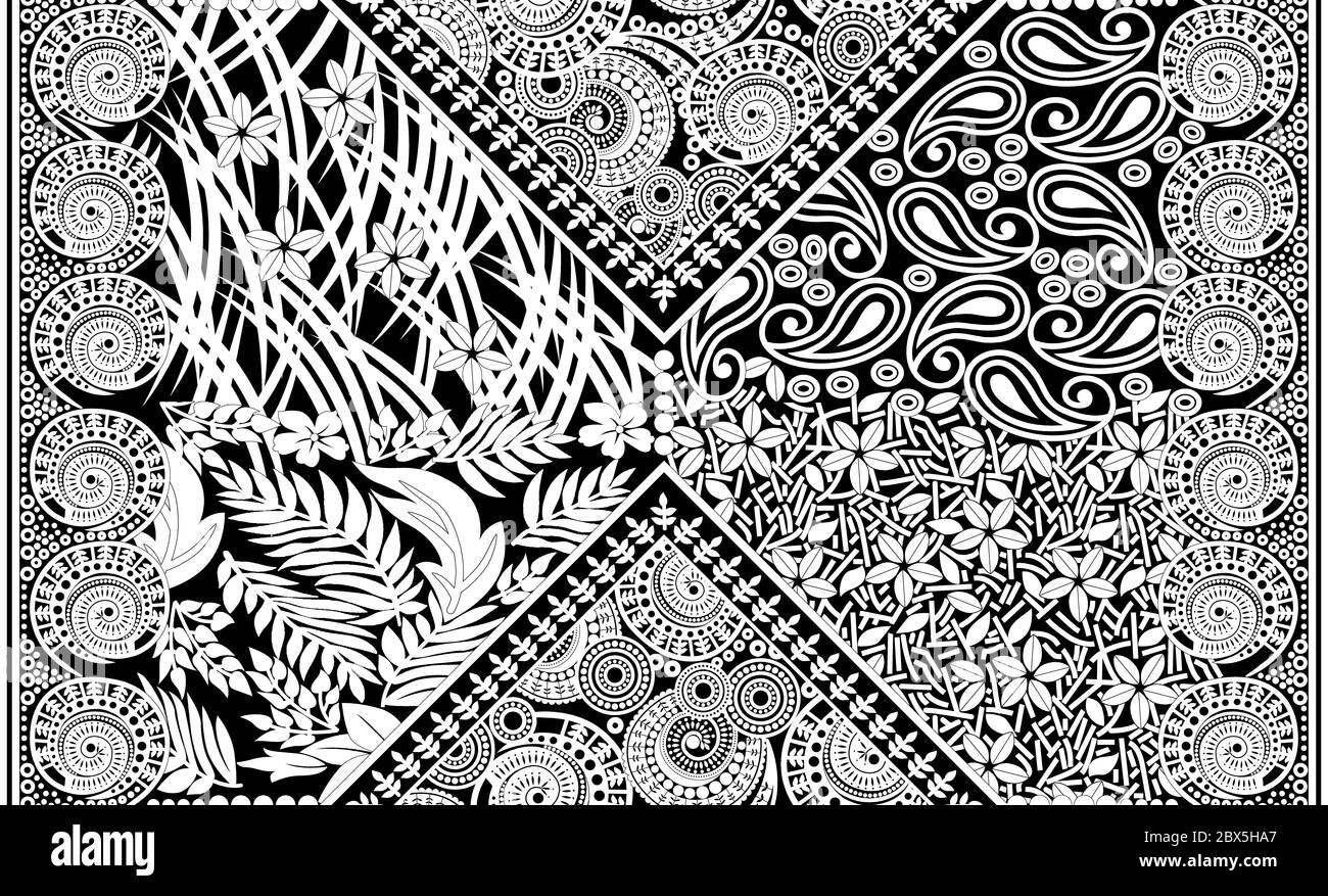 Persian carpet flowers Black and White Stock Photos & Images - Alamy