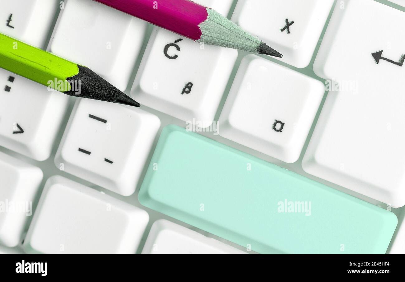 Pc Keyboard Key With Empty Note Paper Above Copy Space Stock Photo - Alamy