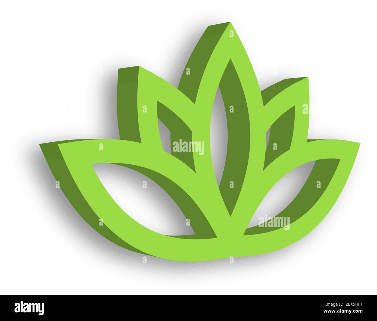 Green lotus flower 3d icon on white background. Wellness, spa, yoga ...