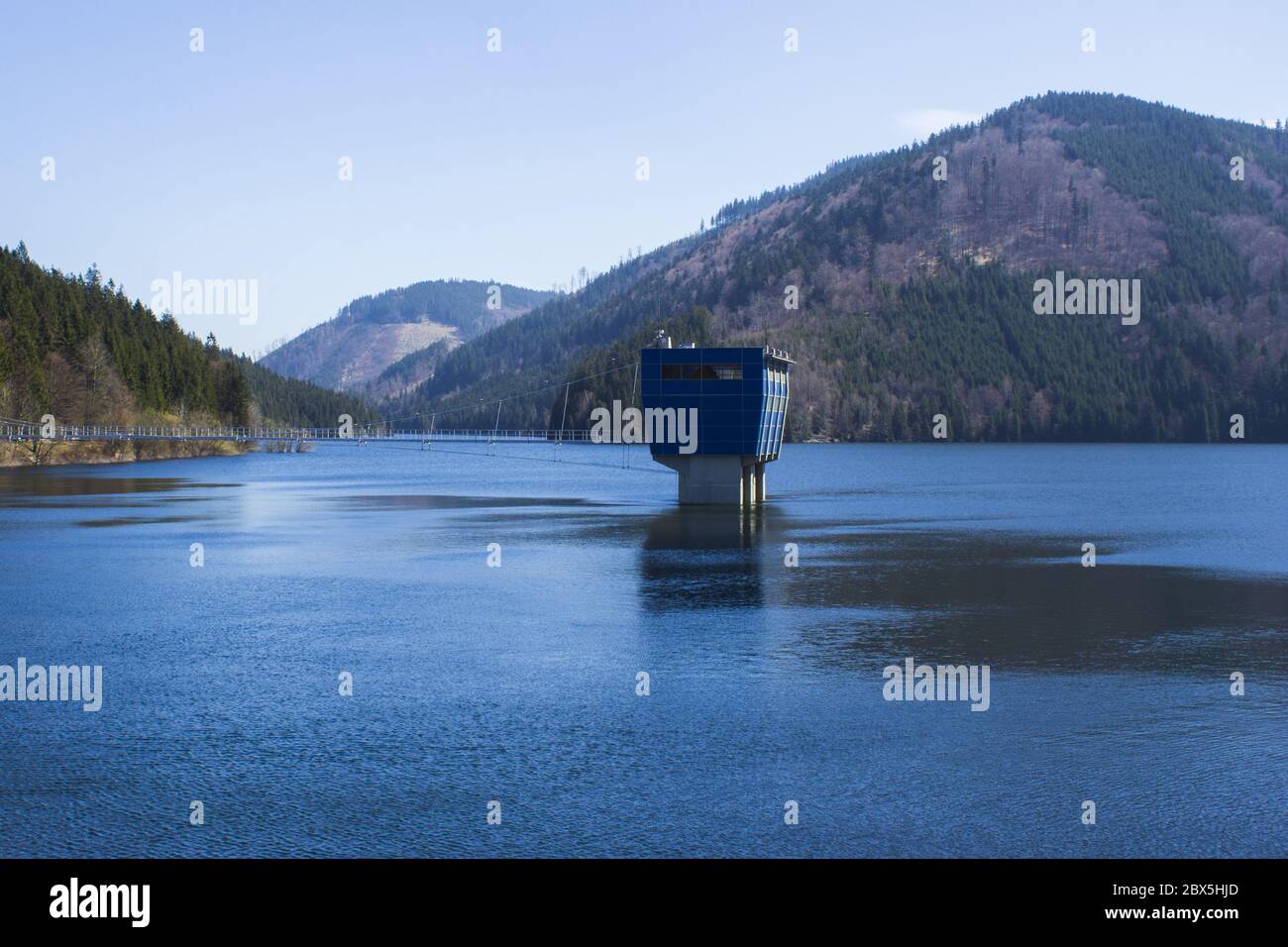 Drinking water reservoir. Sance Recice Dam in the Beskydy Mountains ...