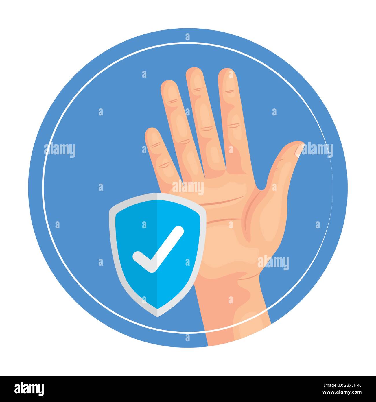 Hand with check mark shield vector design Stock Vector Image & Art - Alamy