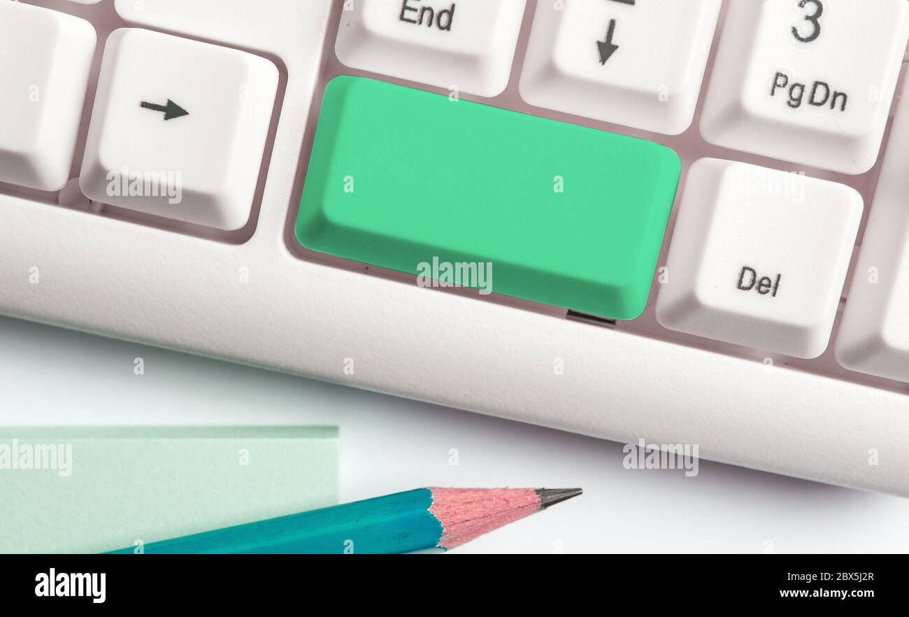 Pc Keyboard Key With Empty Note Paper Above Copy Space Stock Photo - Alamy
