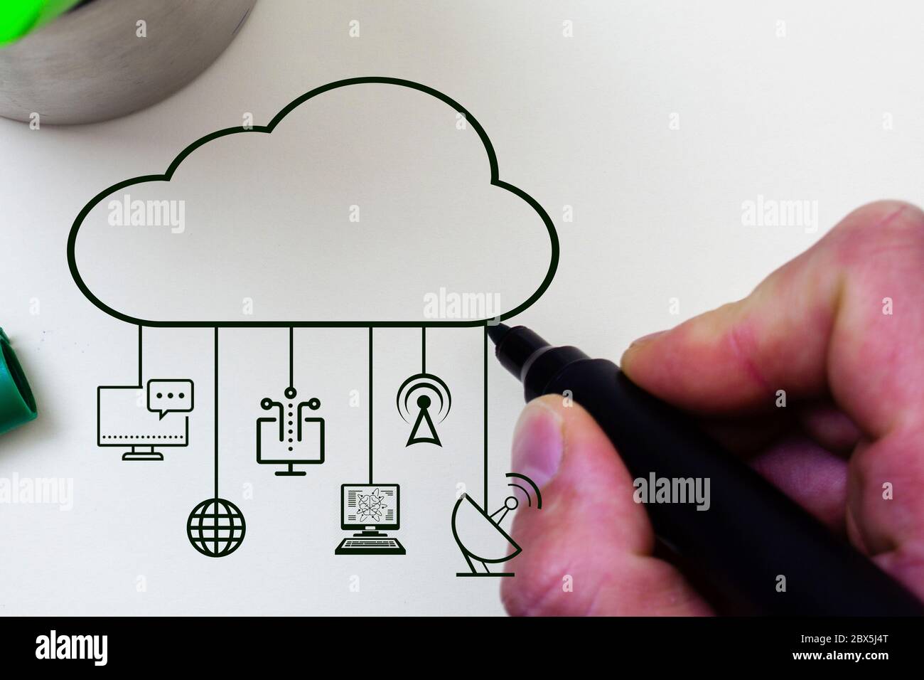 Futuristic Big Data Cloud Computing Diagram Network Storage Technology ...