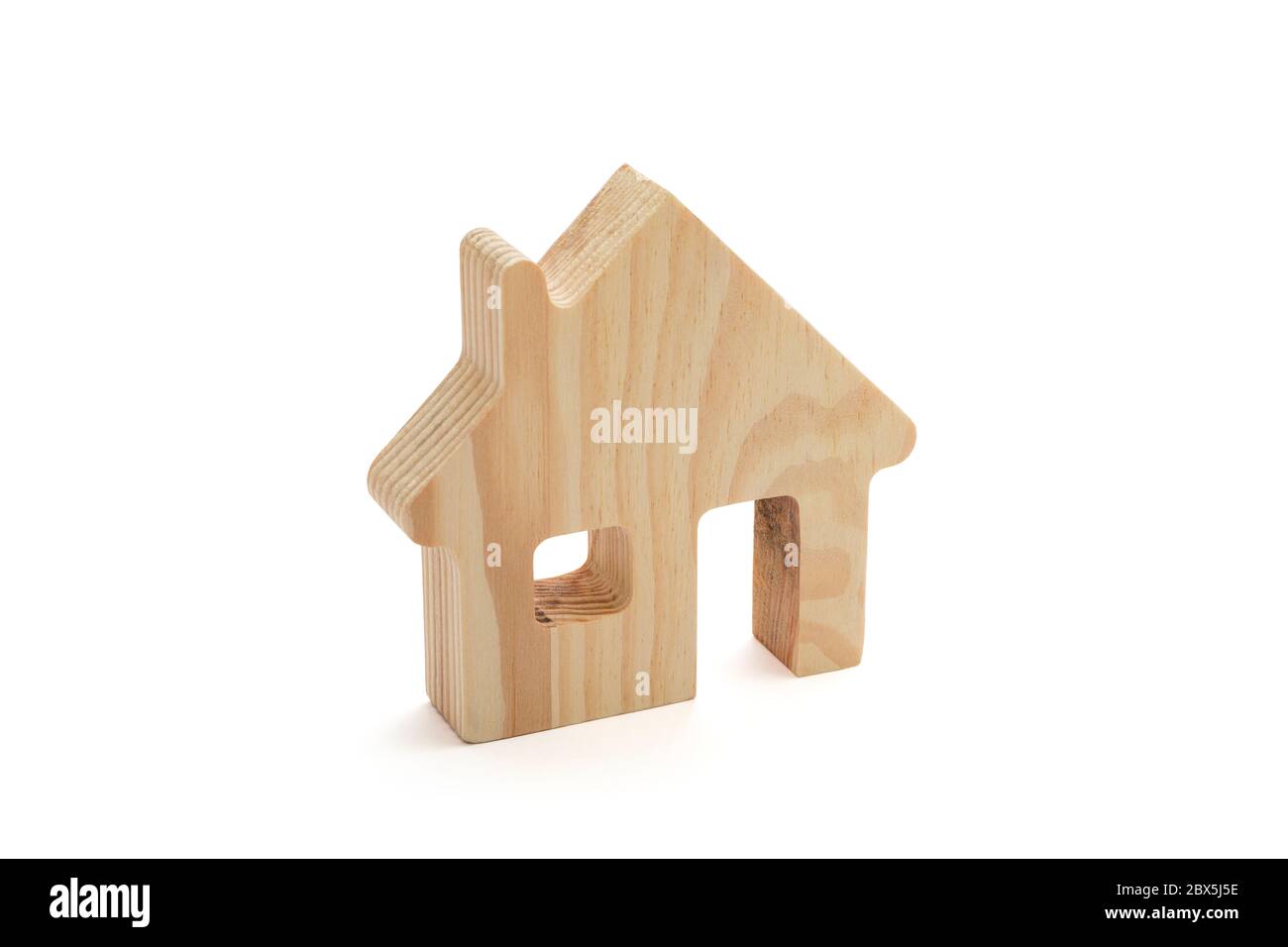 Wooden house shape on white background with clipping path Stock Photo ...