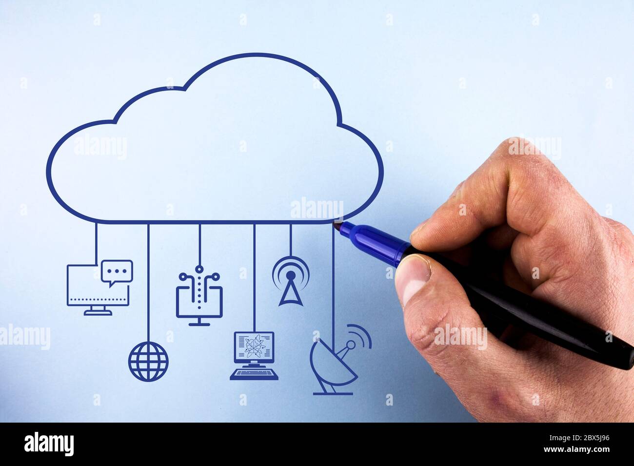 Futuristic Big Data Cloud Computing Diagram Network Storage Technology ...