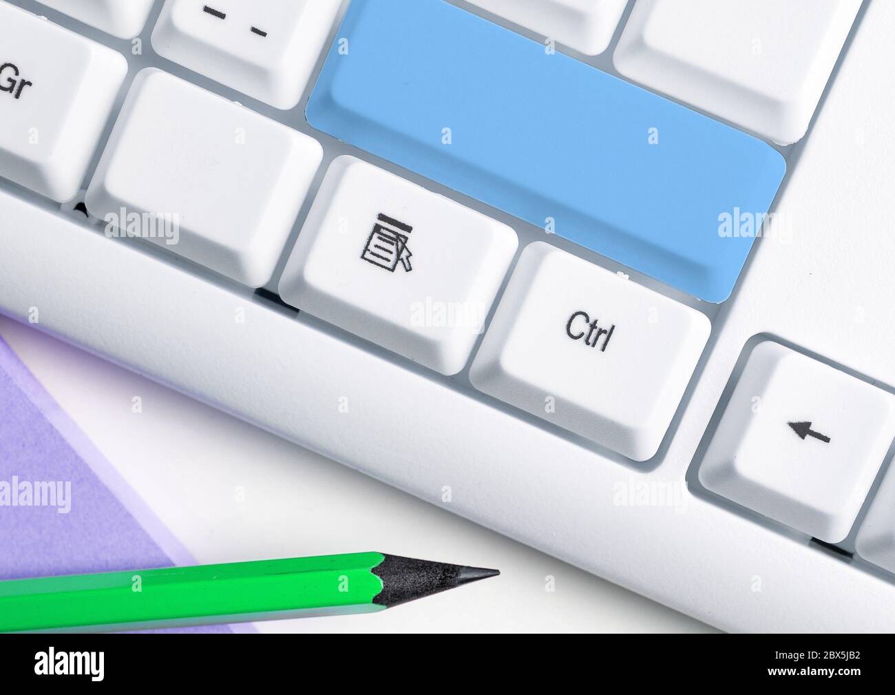 Pc Keyboard Key With Empty Note Paper Above Copy Space Stock Photo - Alamy