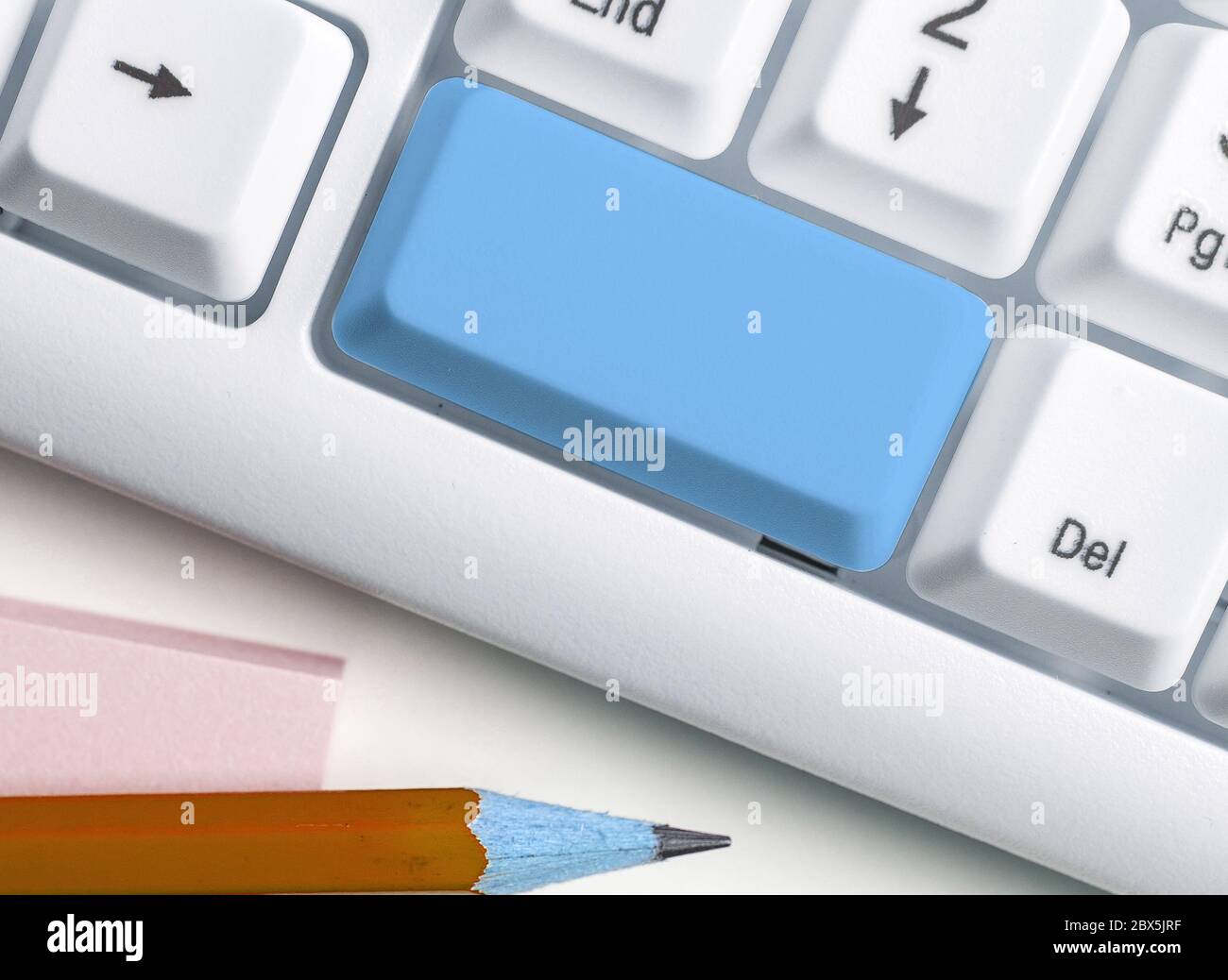 Pc Keyboard Key With Empty Note Paper Above Copy Space Stock Photo - Alamy