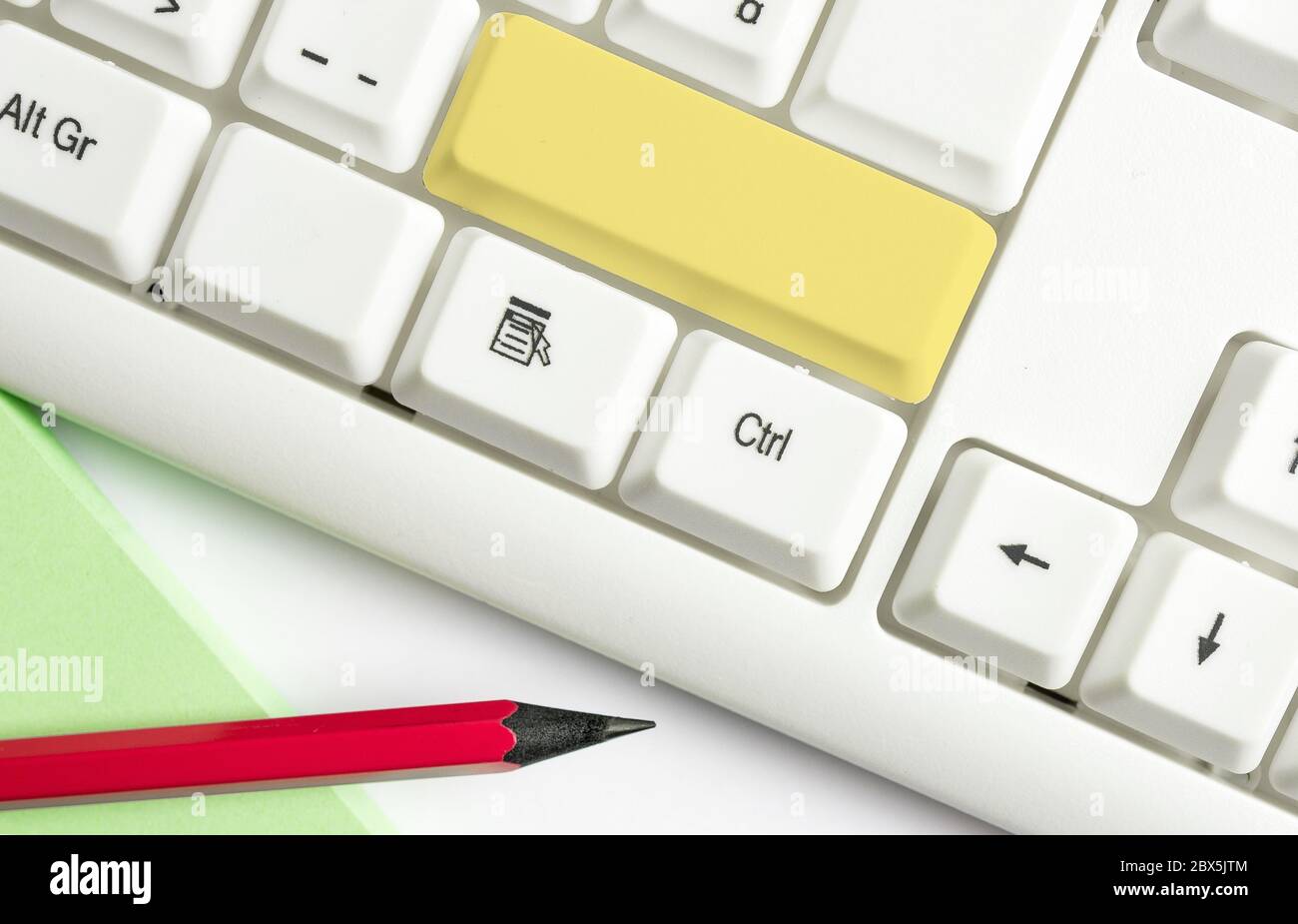 Pc Keyboard Key With Empty Note Paper Above Copy Space Stock Photo - Alamy
