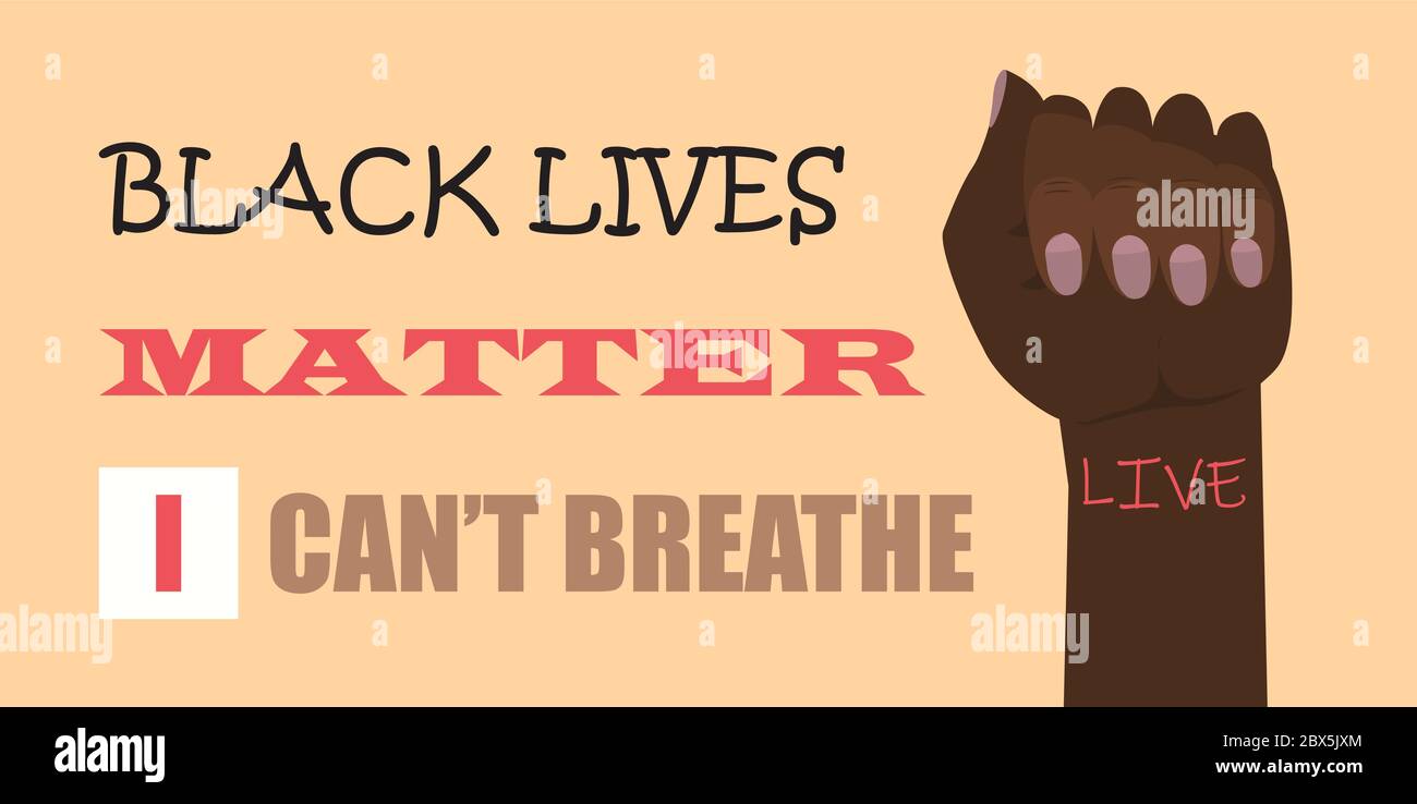 Black lives matter concept vector. Strong fist of African human. I can ...