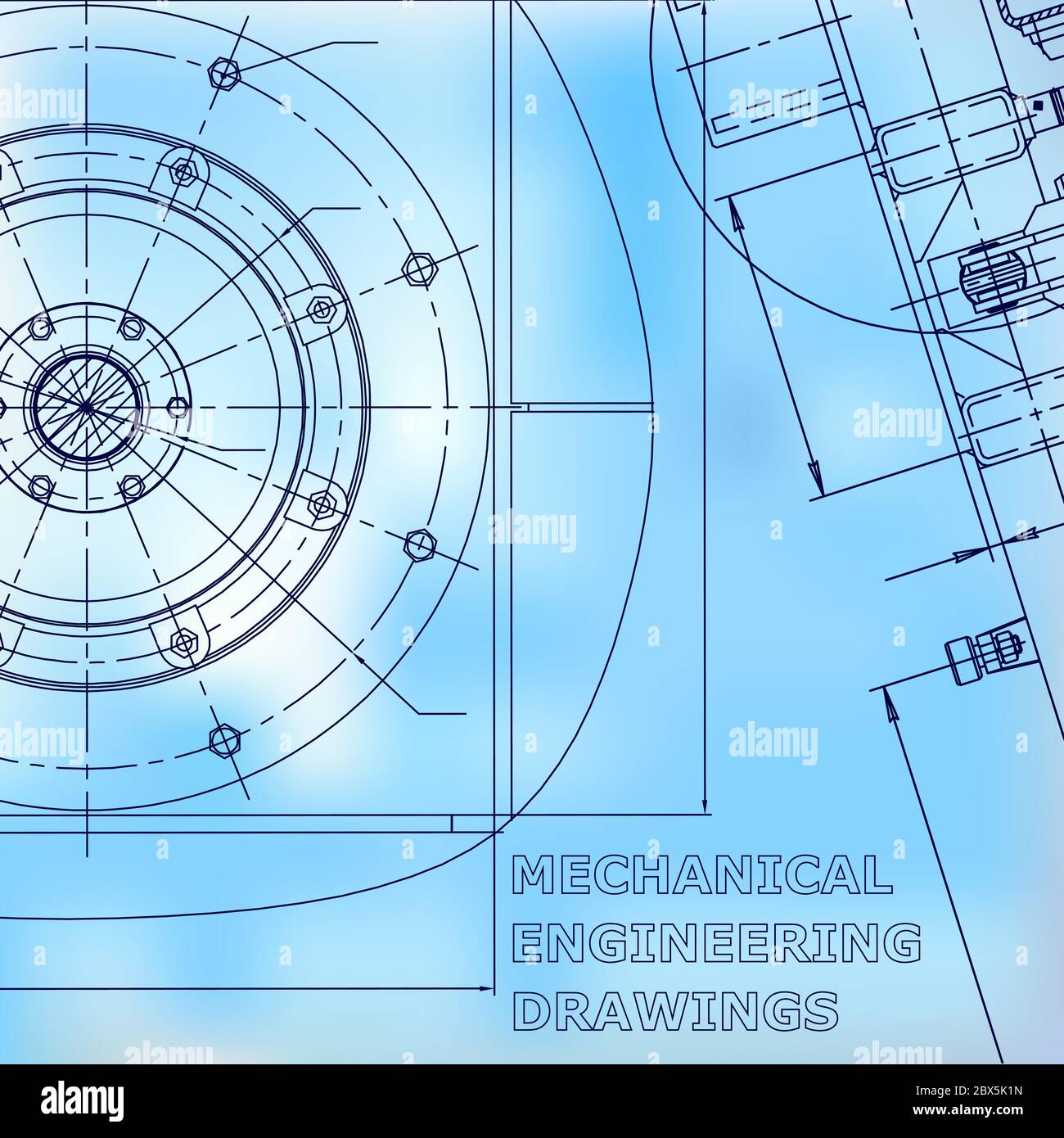 Blueprint. Vector engineering illustration. Blue background. Mechanical ...