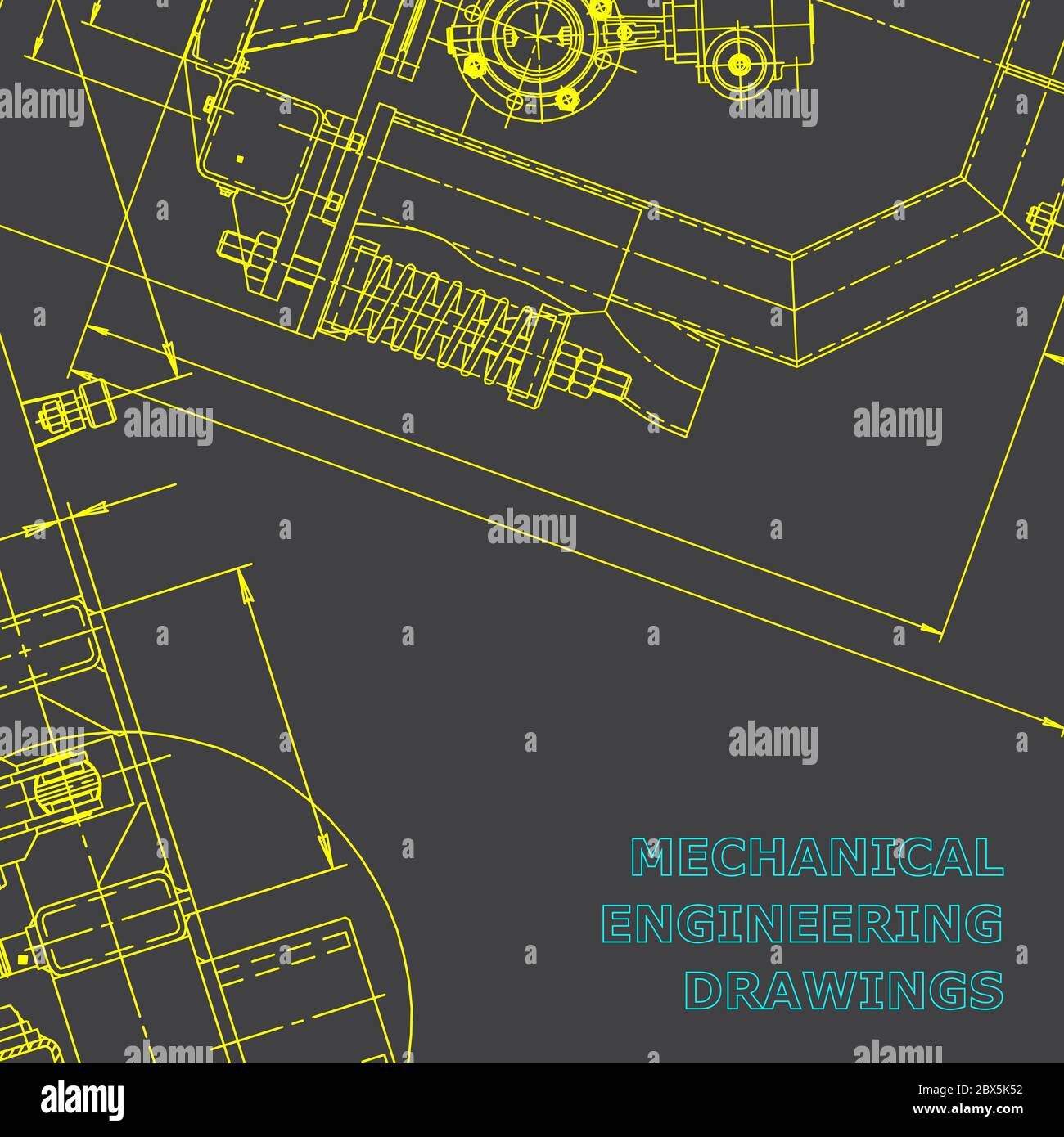 Blueprint. Vector engineering drawings. Mechanical instrument making ...