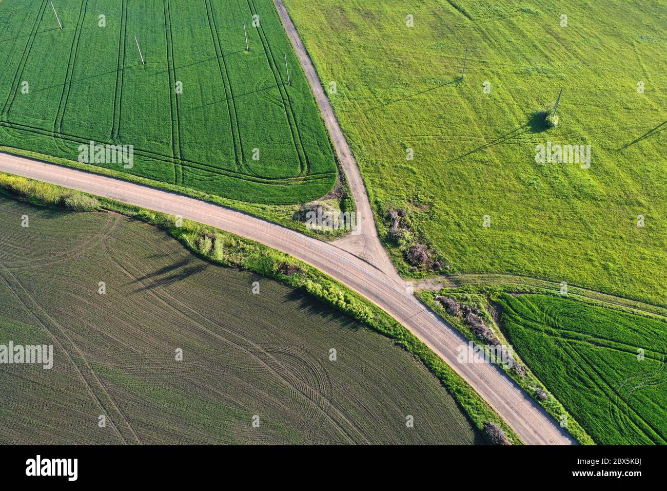 Aerial drone scene gravel road hi-res stock photography and images - Alamy