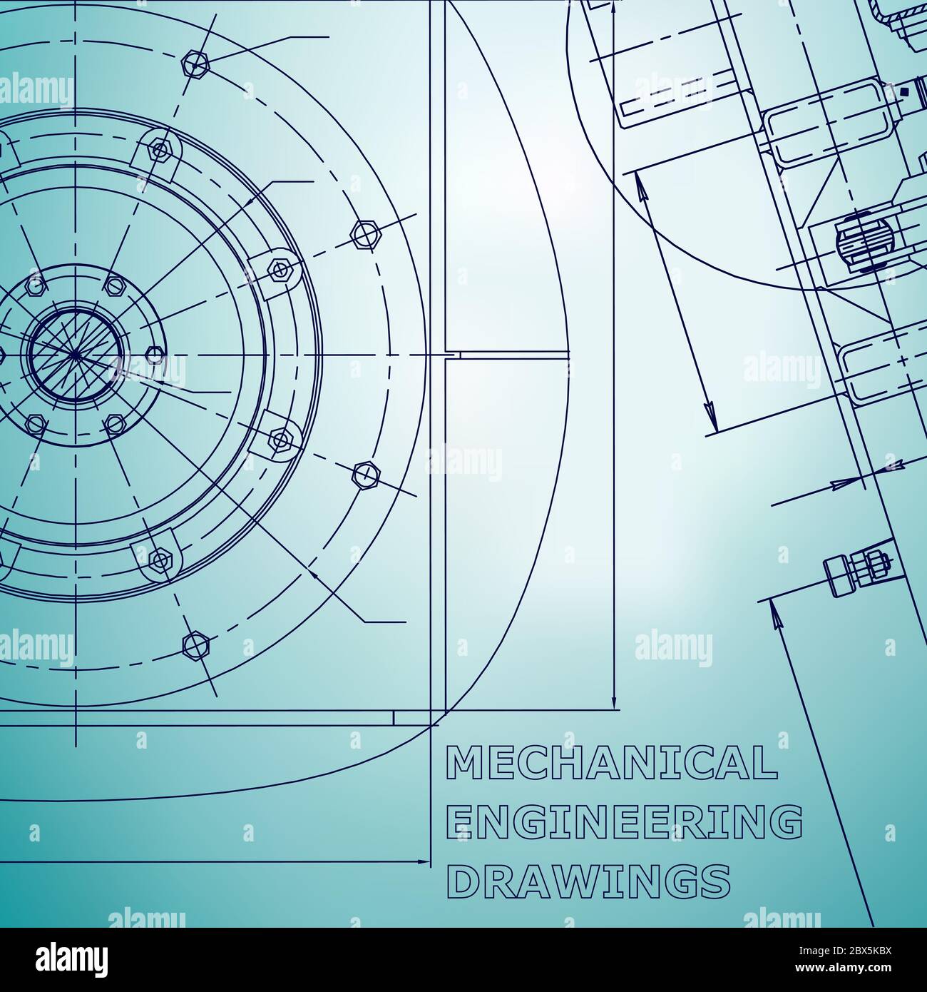 Blueprint. Vector engineering illustration. Light blue background ...