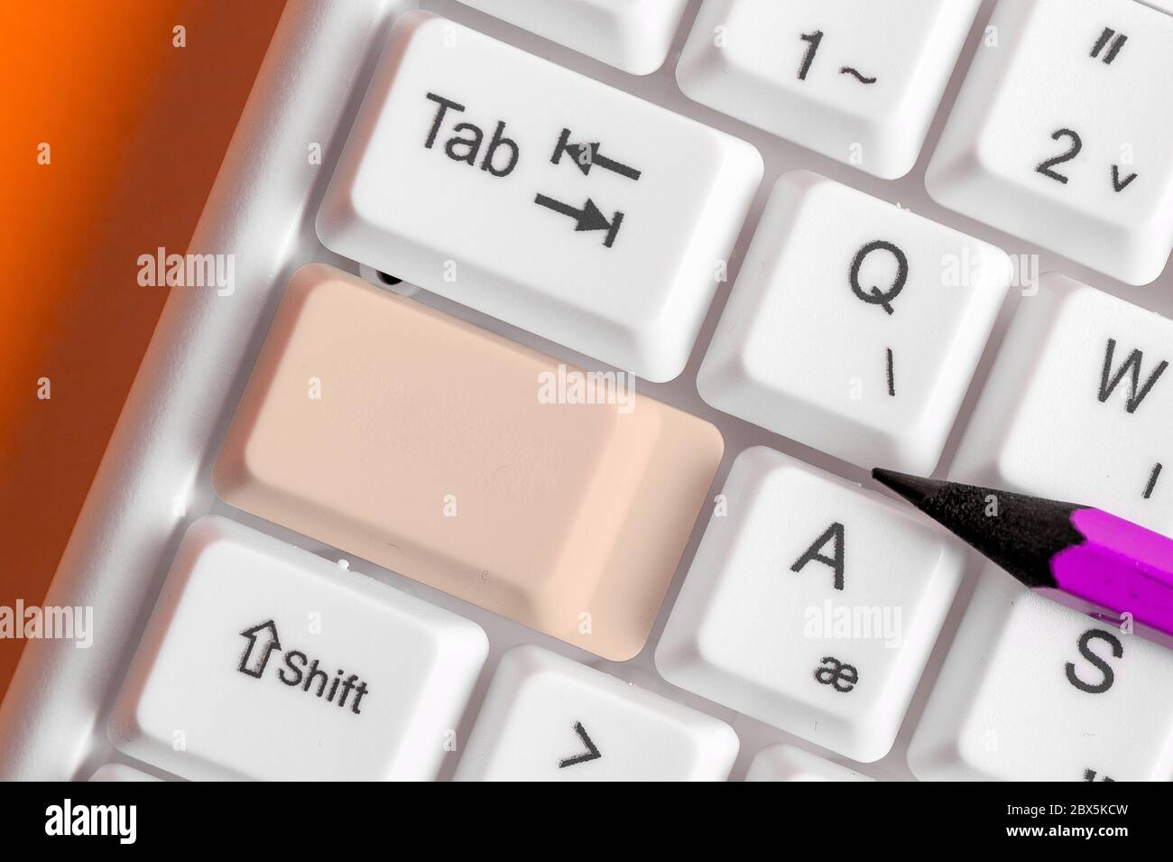 Pc Keyboard Key With Empty Note Paper Above Copy Space Stock Photo - Alamy
