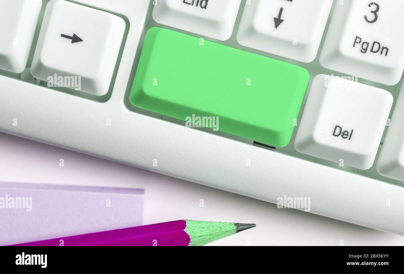 Pc Keyboard Key With Empty Note Paper Above Copy Space Stock Photo - Alamy