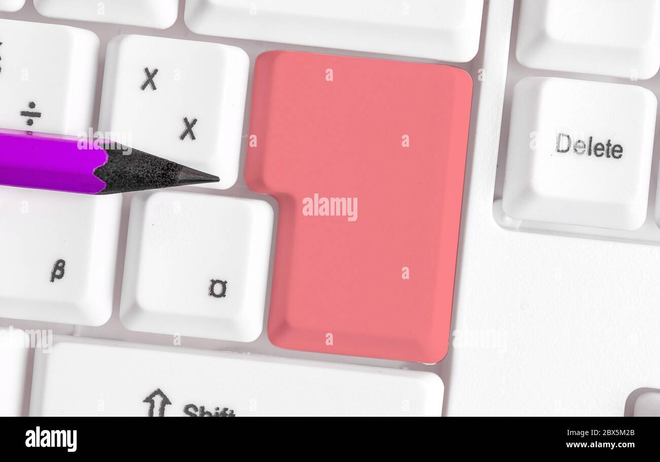 Pc Keyboard Key With Empty Note Paper Above Copy Space Stock Photo - Alamy