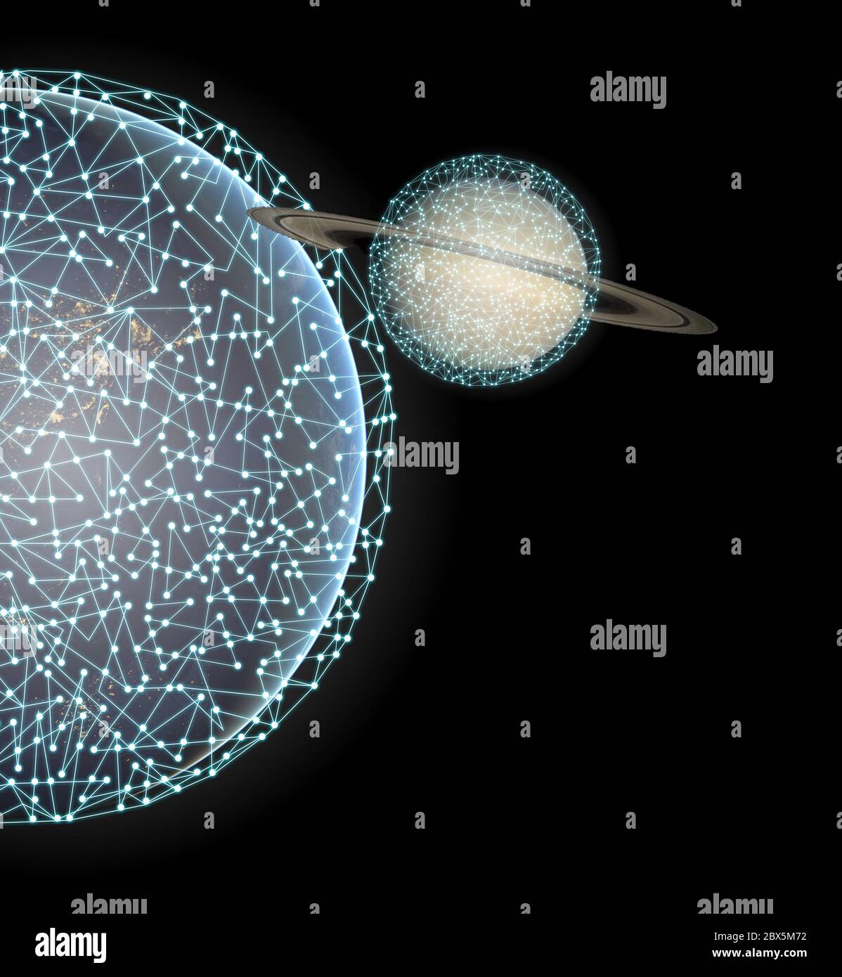 Digital Image of Distant Solar System Showing Global Technology ...