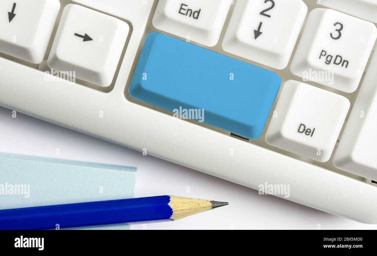 Pc Keyboard Key With Empty Note Paper Above Copy Space Stock Photo - Alamy