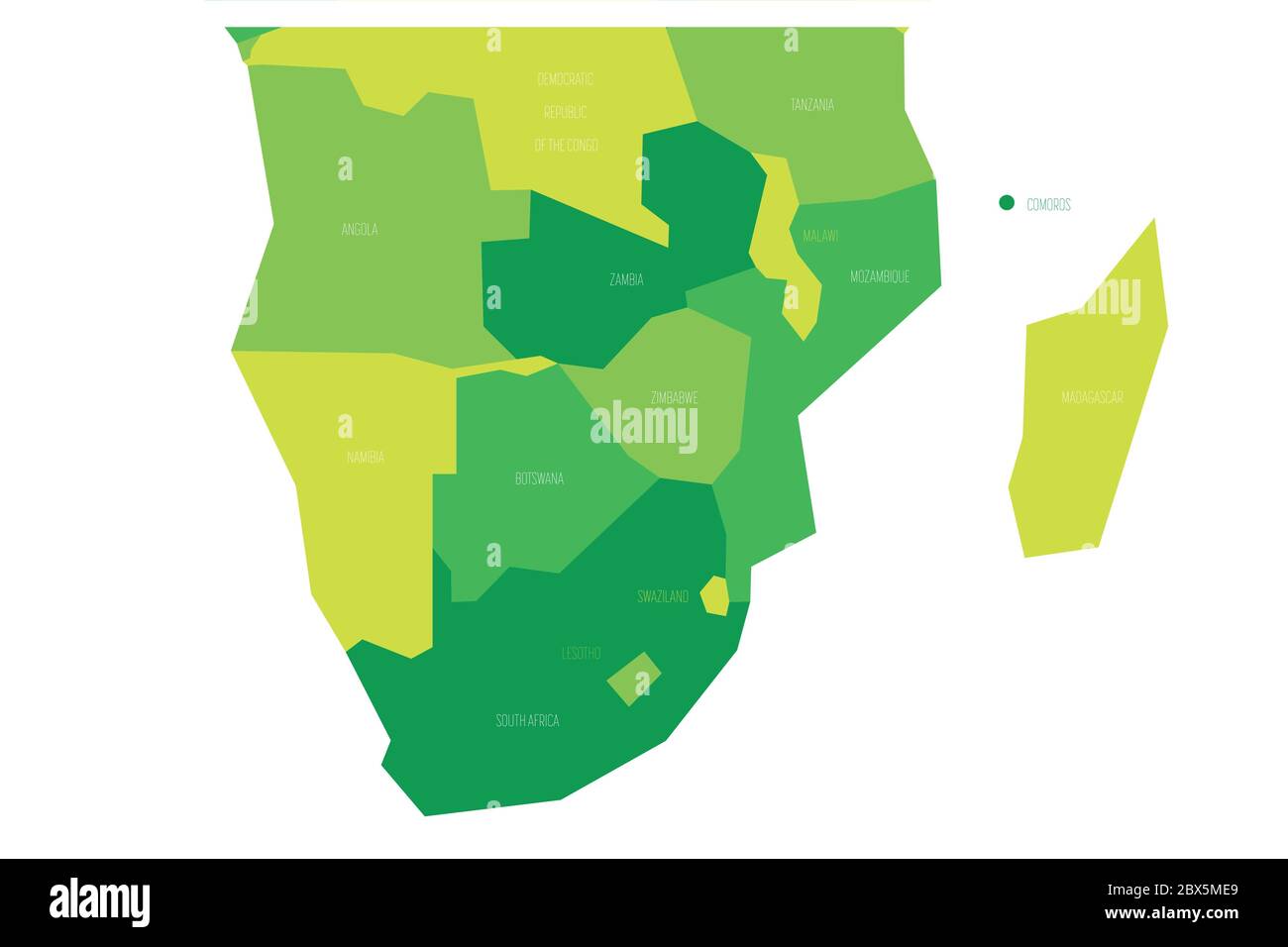 Political map of southern Africa region. Simlified schematic vector map ...
