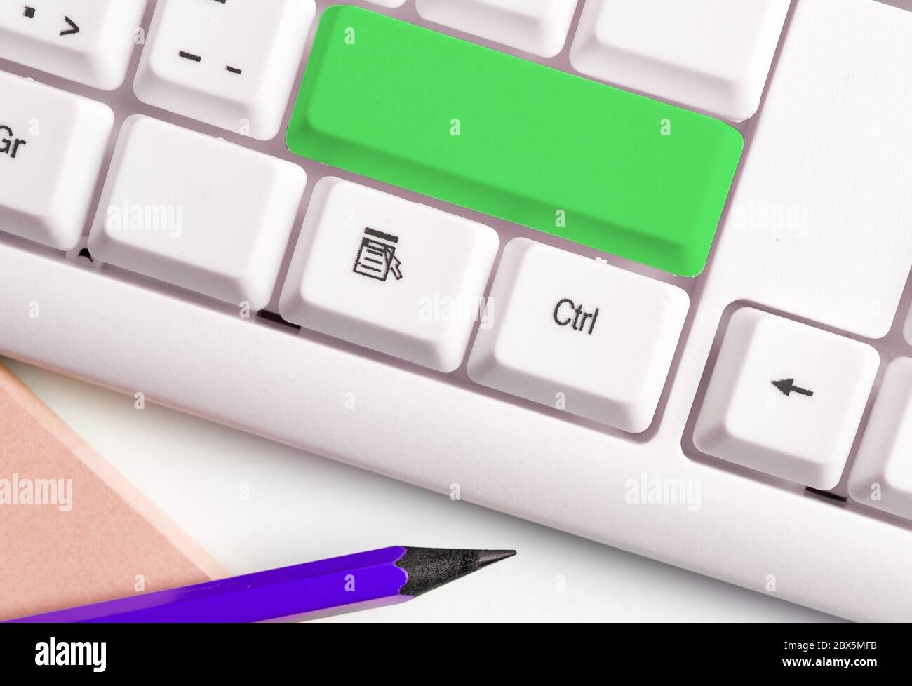 Pc Keyboard Key With Empty Note Paper Above Copy Space Stock Photo - Alamy