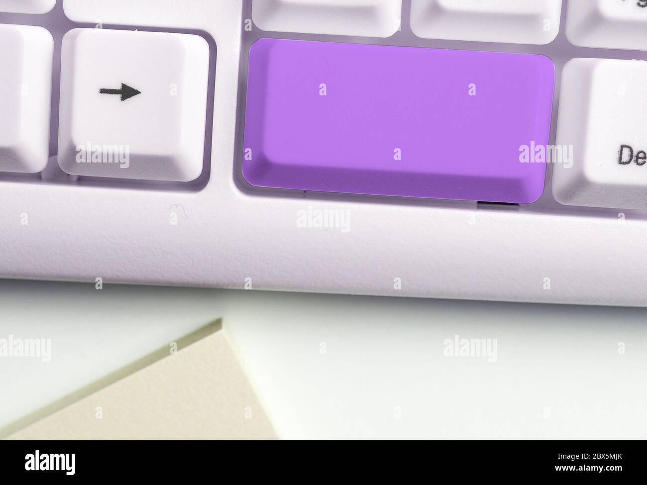 Pc Keyboard Key With Empty Note Paper Above Copy Space Stock Photo - Alamy