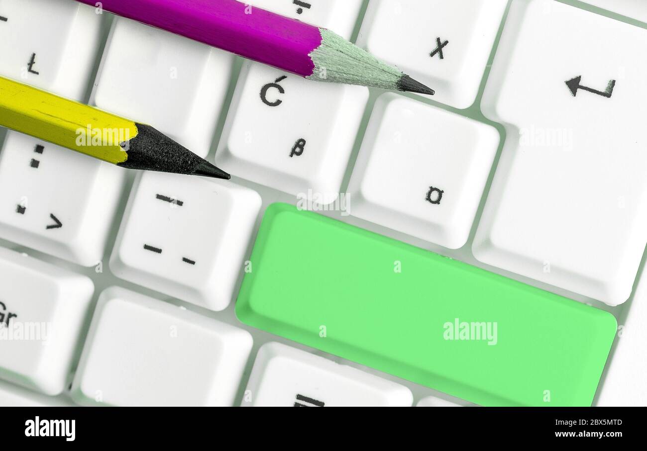 Pc Keyboard Key With Empty Note Paper Above Copy Space Stock Photo - Alamy